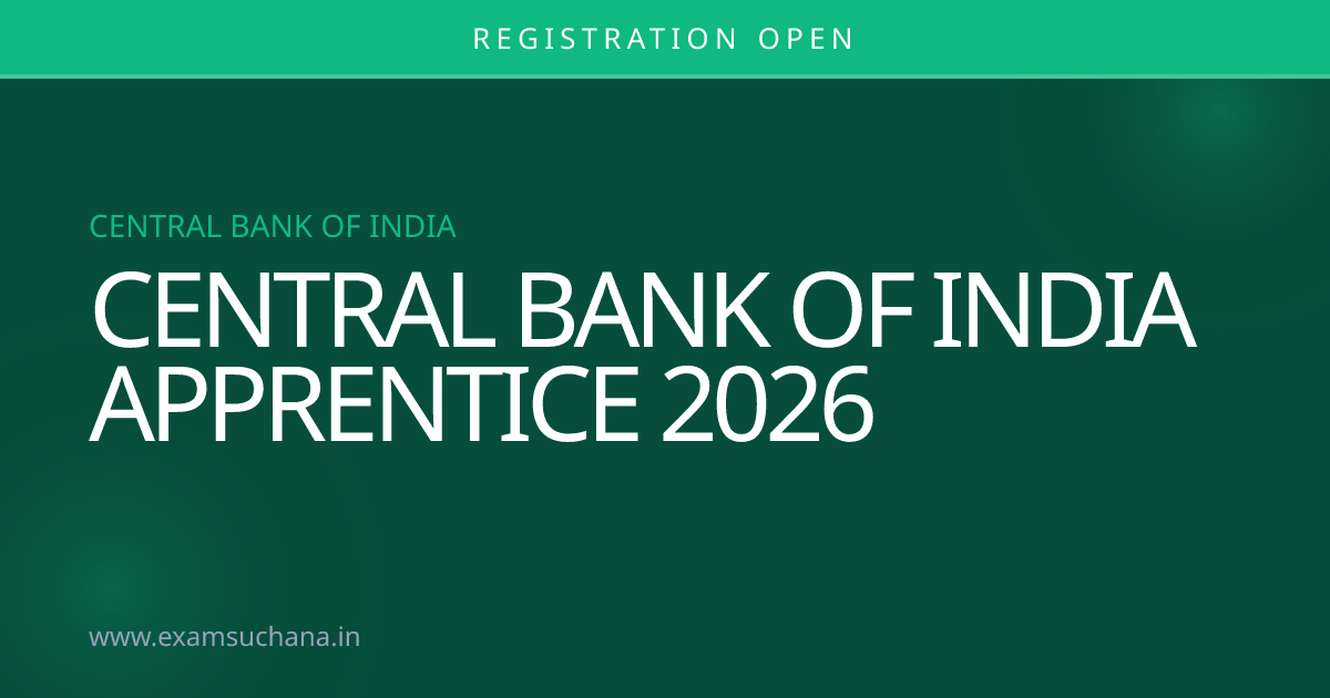 Central Bank of India Apprentice Recruitment 2026 — Apply Online, Check ...